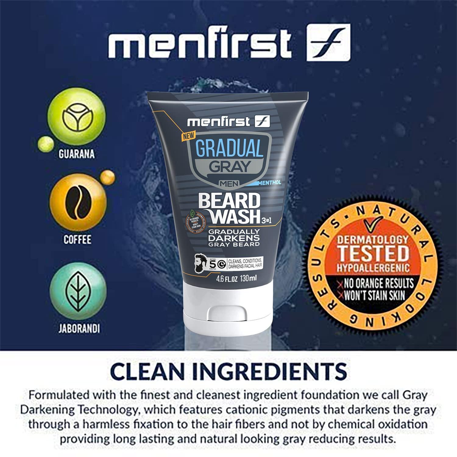 MenFirst Gradual Gray Darkening Beard Wash Shampoo for Men - Reduces ...
