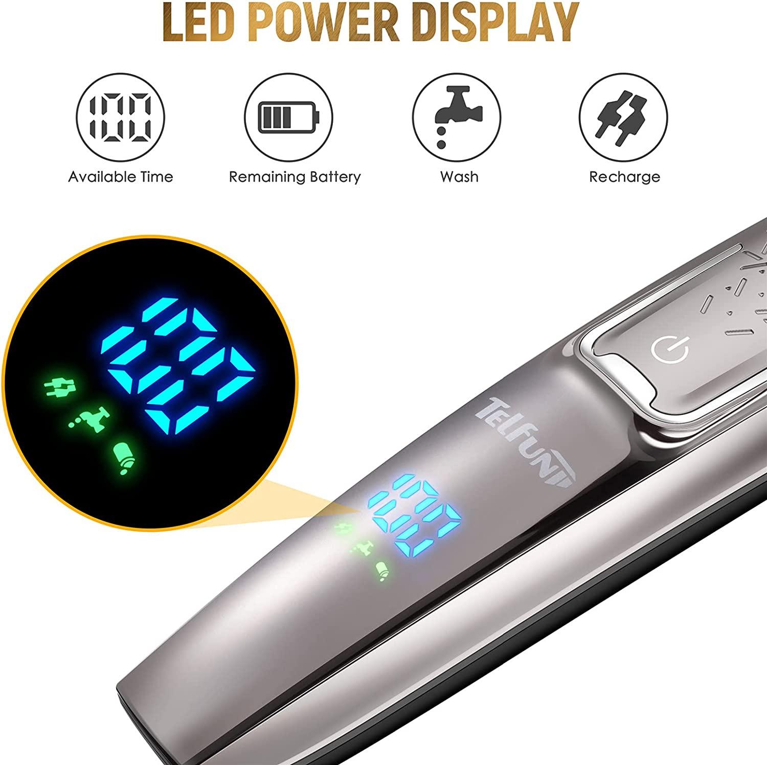 Telfun Professional Beard Trimmer for Men - Cordless Hair Clippers ...