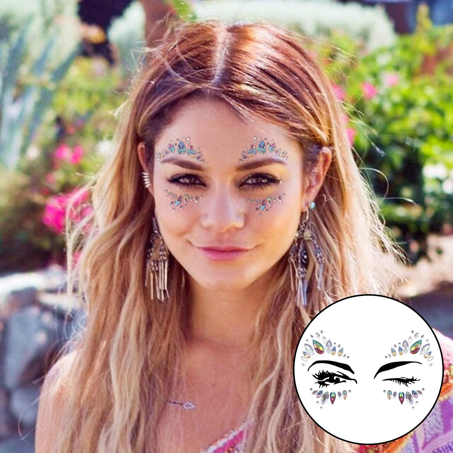 Mermaid Face Jewels 10 Sets - Festival Rhinestone Face Gems & Temporary ...
