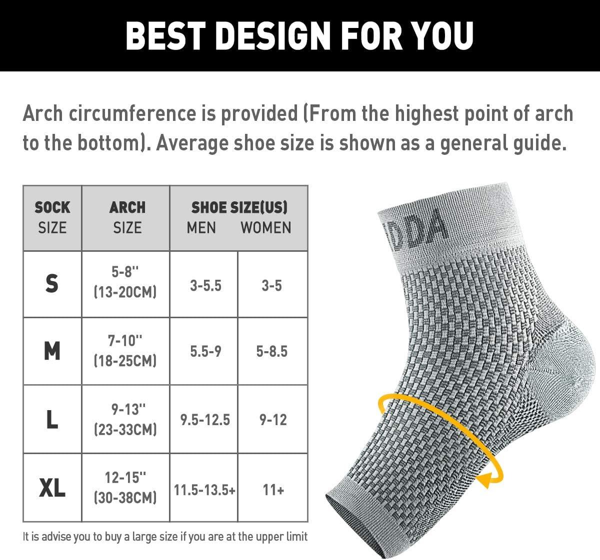 AVIDDA Plantar Fasciitis Compression Socks with Arch Support - Grey ...