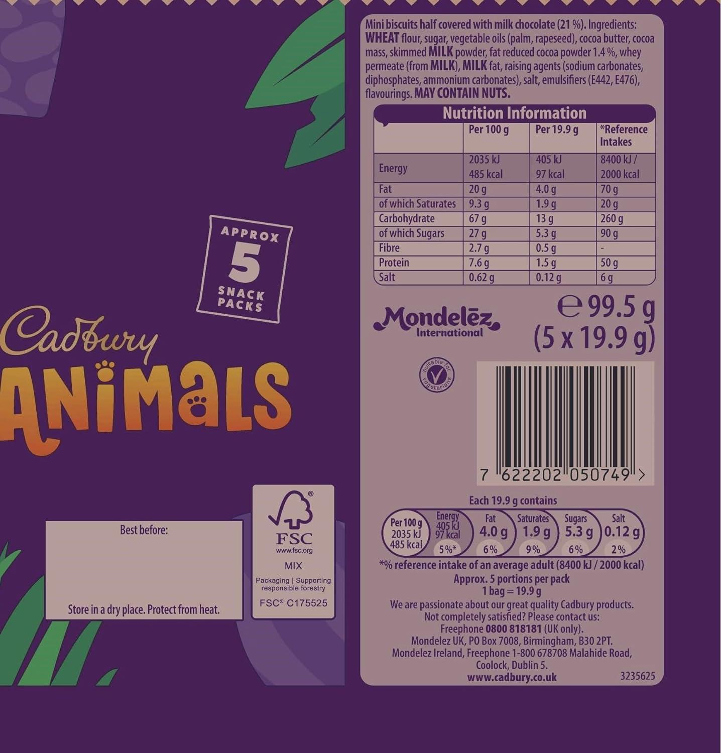 Cadbury Animals Mini Biscuits 99.5g - Delicious Animal-Shaped Snack for ...