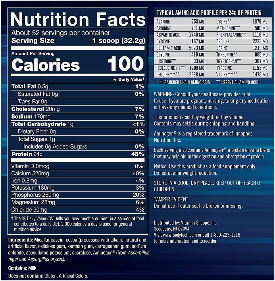 BodyTech Micellar Casein Protein Powder - Rich Chocolate, 24g Protein ...