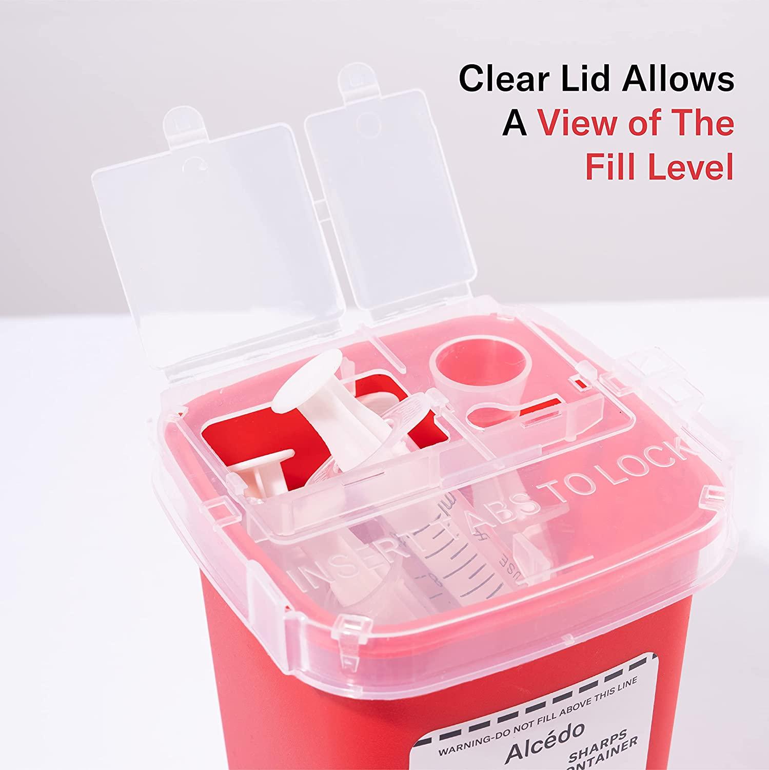 Alcedo Sharps Container 1 Quart (3-Pack) | Biohazard Needle Disposal ...