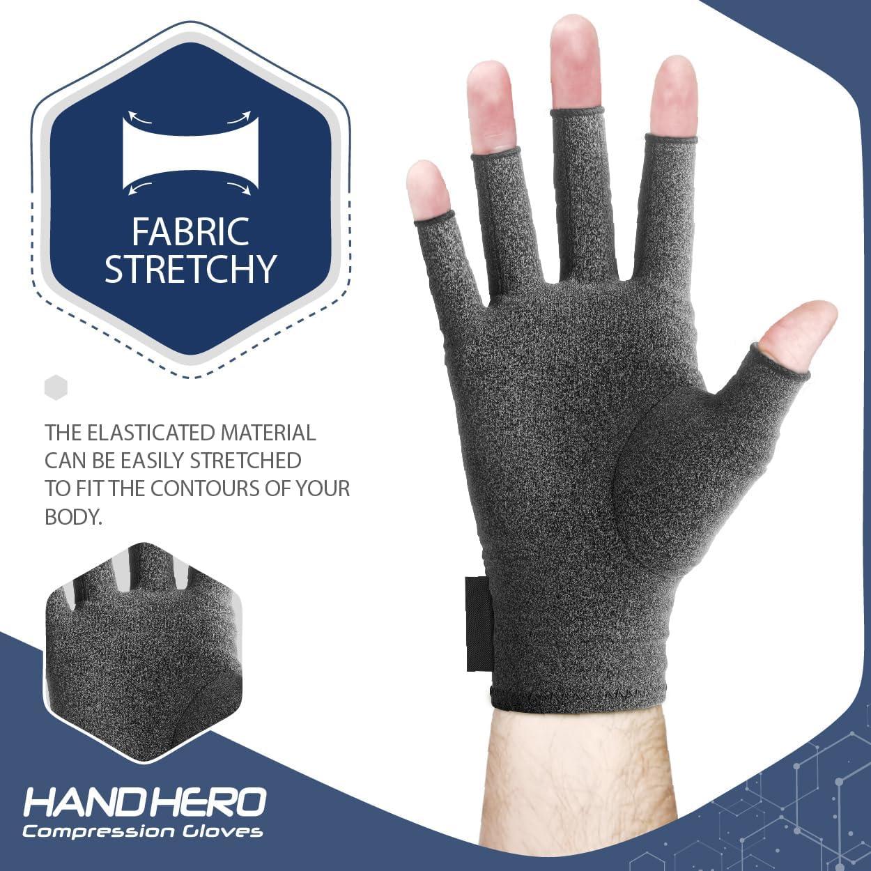 Hand Hero Arthritis Compression Gloves - Fingerless Support for Men and ...