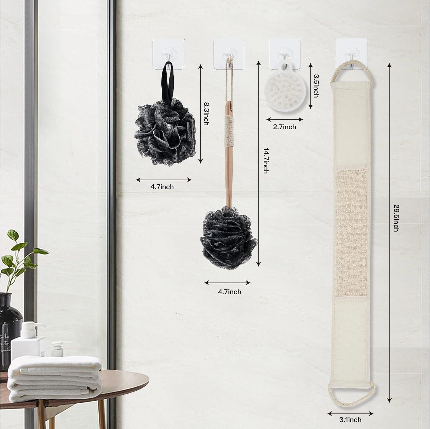 8-Pack Bath Brush Set - Long Handled Exfoliating Back Scrubber, Shower ...