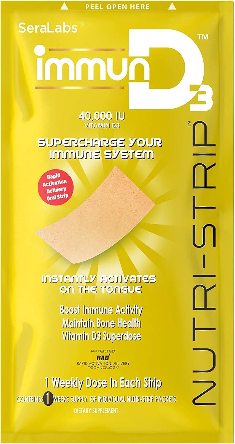 NUTRI-STRIPS ImmunD3 Vitamin D3 40,000iu Oral Strips - Pack of 12 ...
