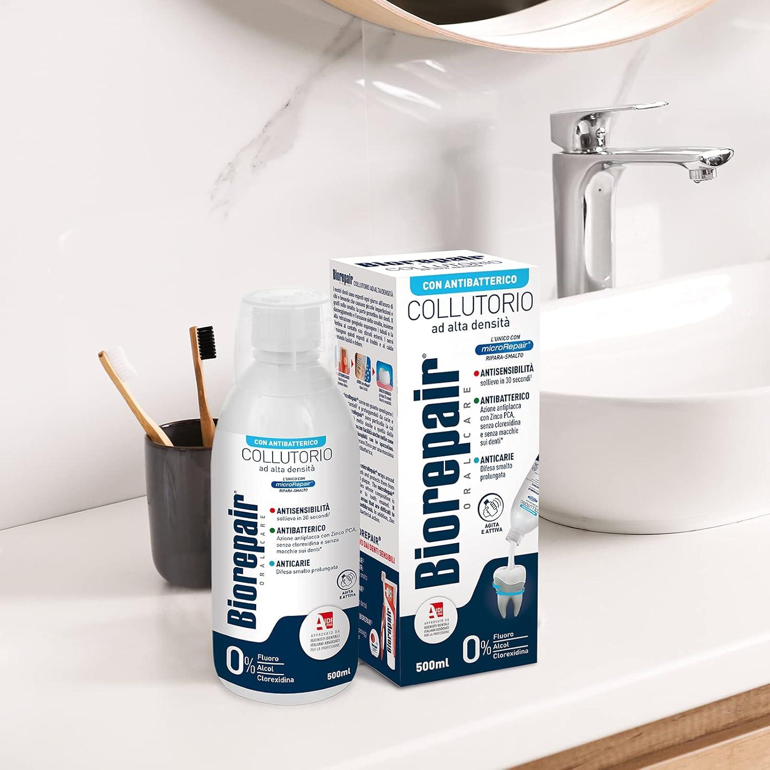 Biorepair 3in1 Mouthwash for Sensitive Teeth - Antibacterial Fluoride ...