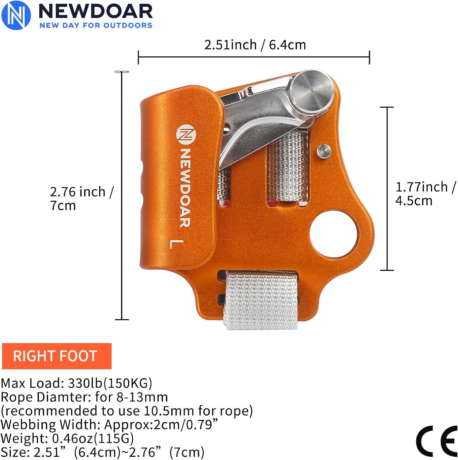 Newdoar Foot Ascender Riser - Climbing Device for 8-13mm Rope - Orange ...