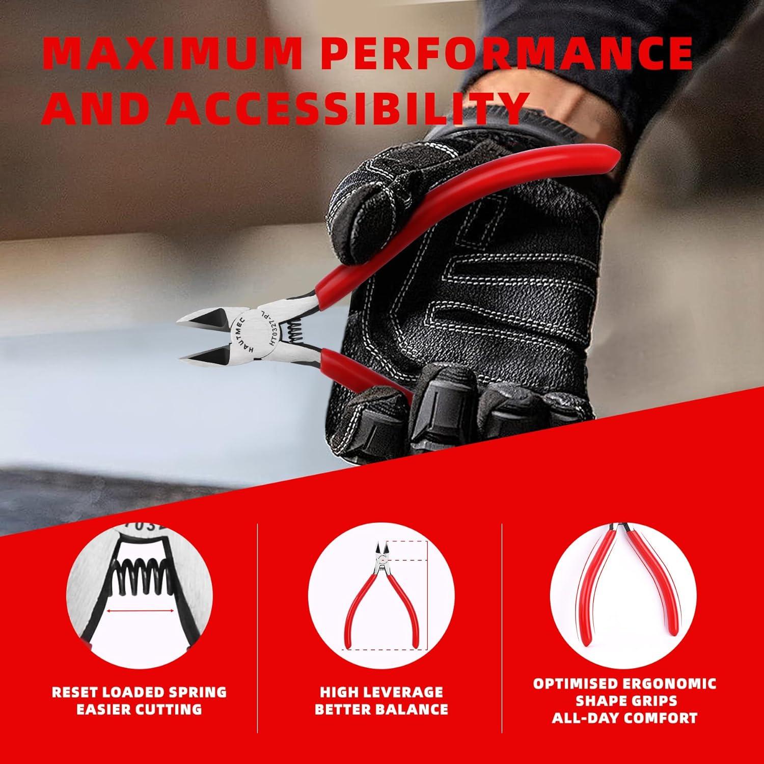HAUTMEC 5" Precise Small Flush Cutting of Engineer Wire Cutter Plier ...