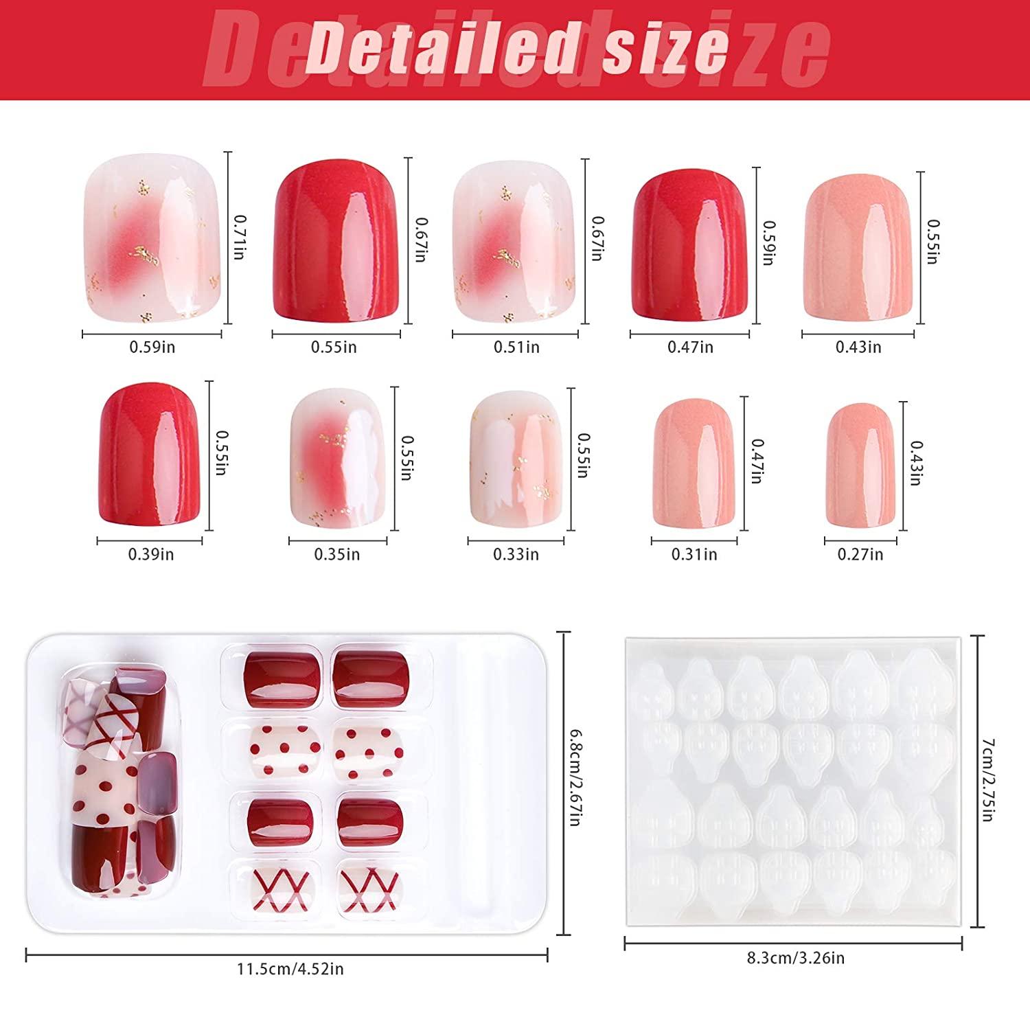 192 Pcs Cute Short Square Press On Nails - Colorful Acrylic Designs ...