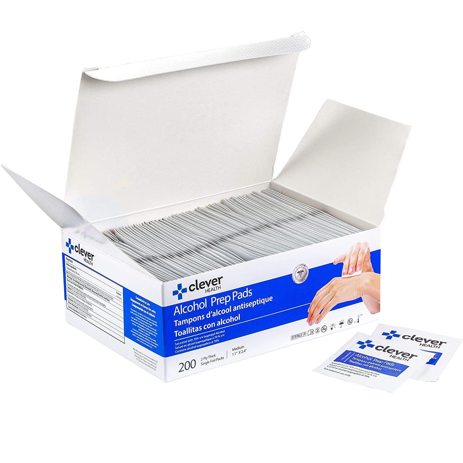 Alcohol Prep Pads - 200 Medium 2-Ply Alcohol Wipes | Sterile Cotton ...