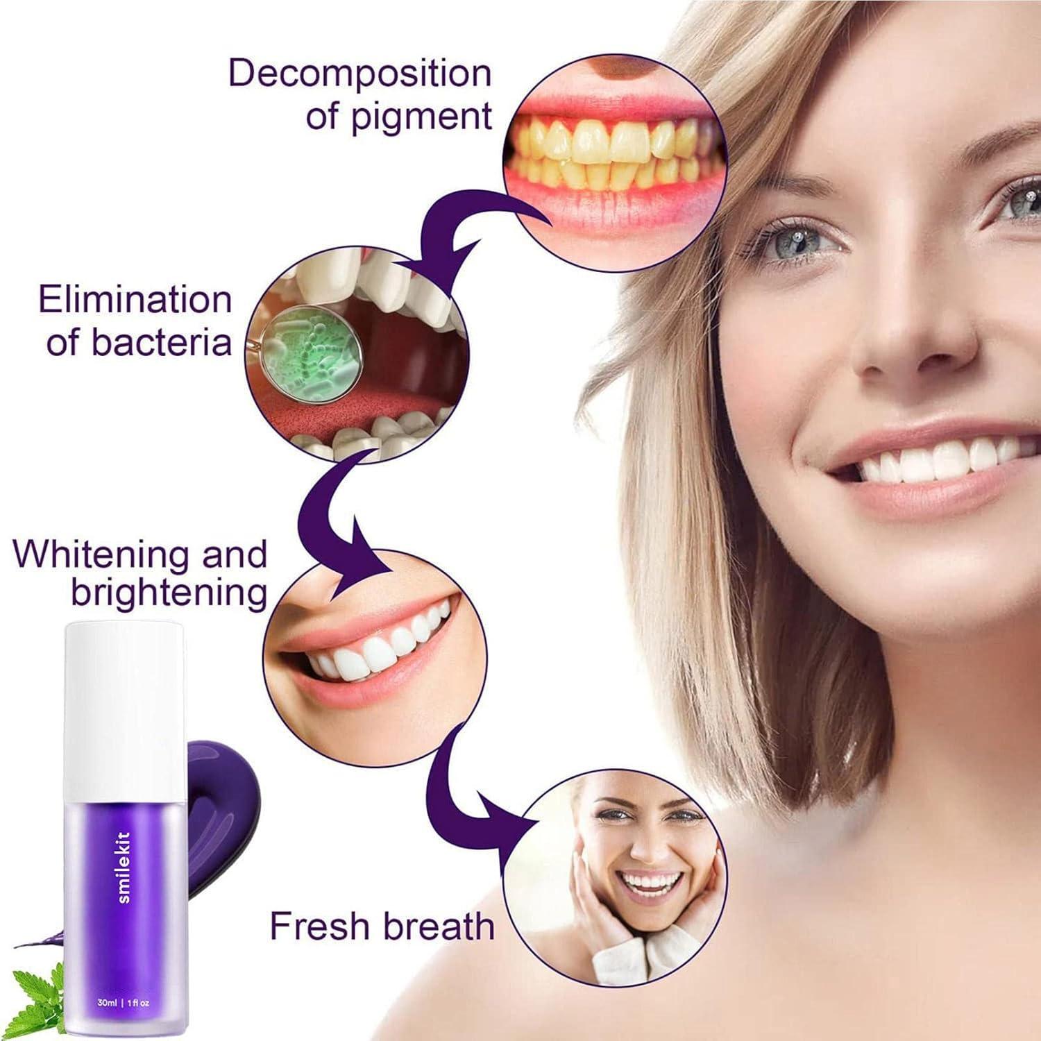 Purple Toothpaste for Whiter Teeth - Effective 30ml Teeth Whitening ...