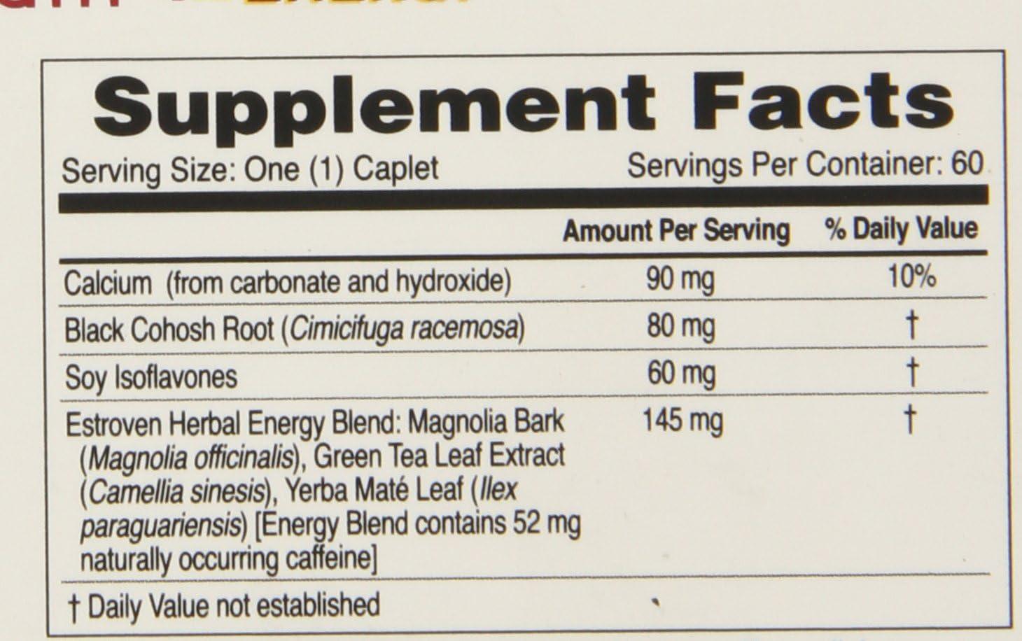 Estroven Maximum Strength + Energy Caplets - One Per Day Formula (60 ...