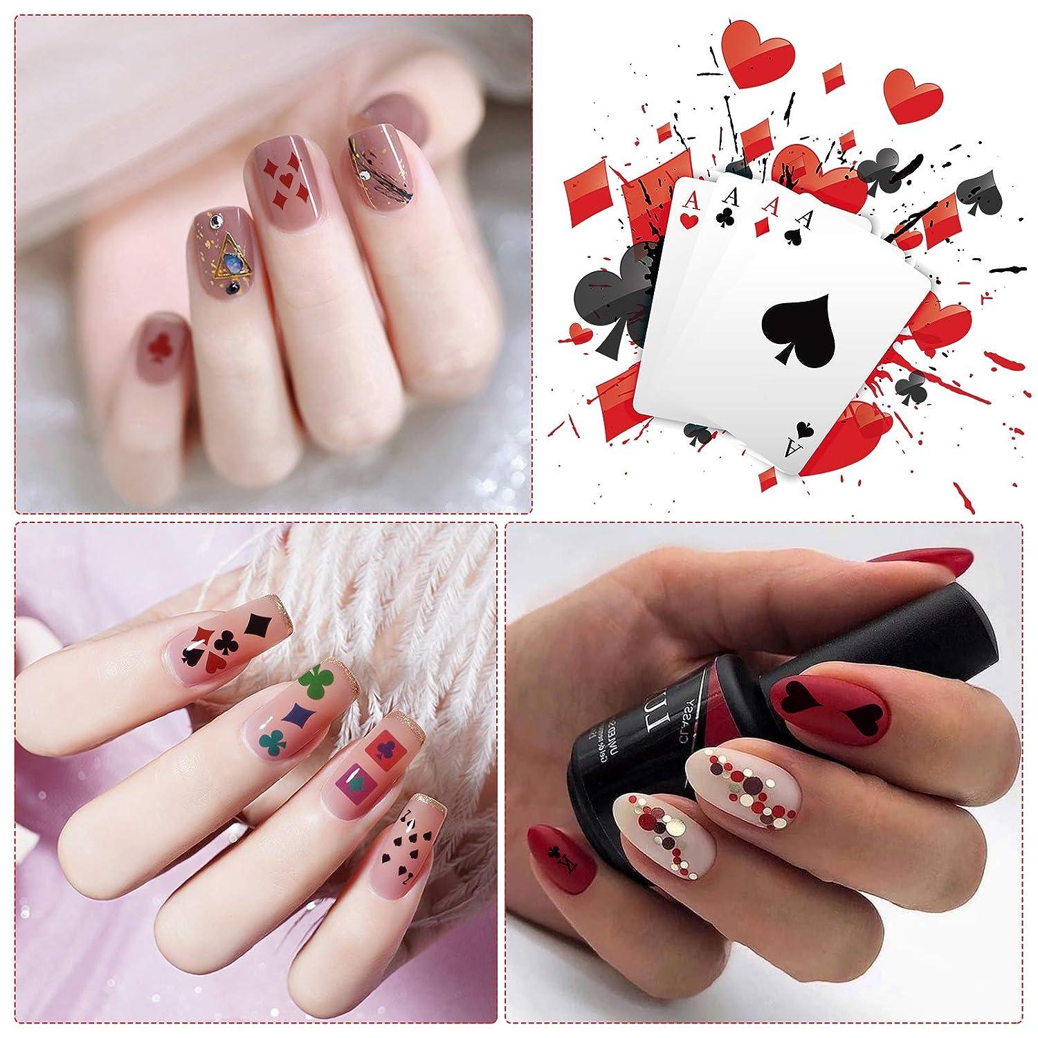 EBANKU Poker Nail Art Stickers - 10 Sheets Playing Card Style Decals ...