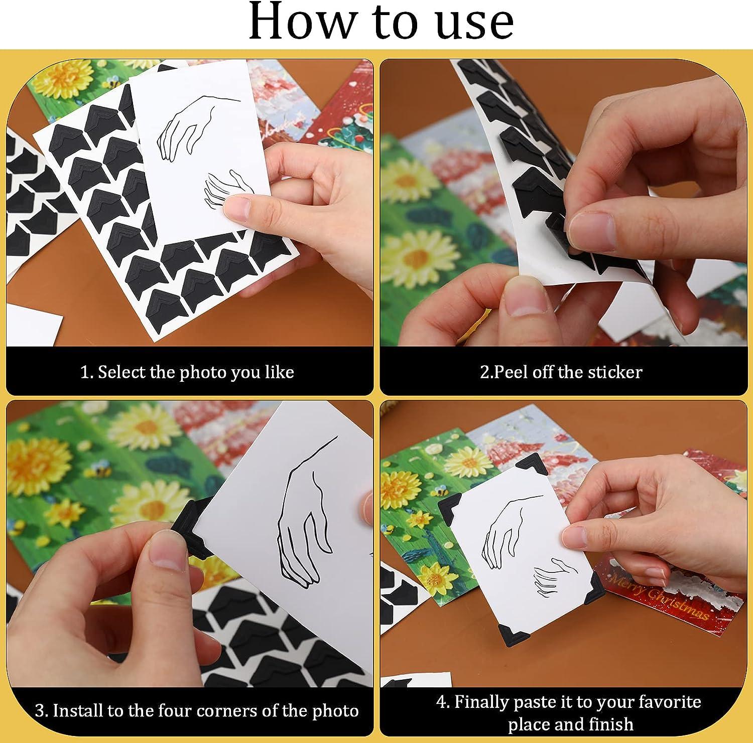 288 Pcs Self-Adhesive Photo Mounting Corners - Black Acid Free Stickers ...