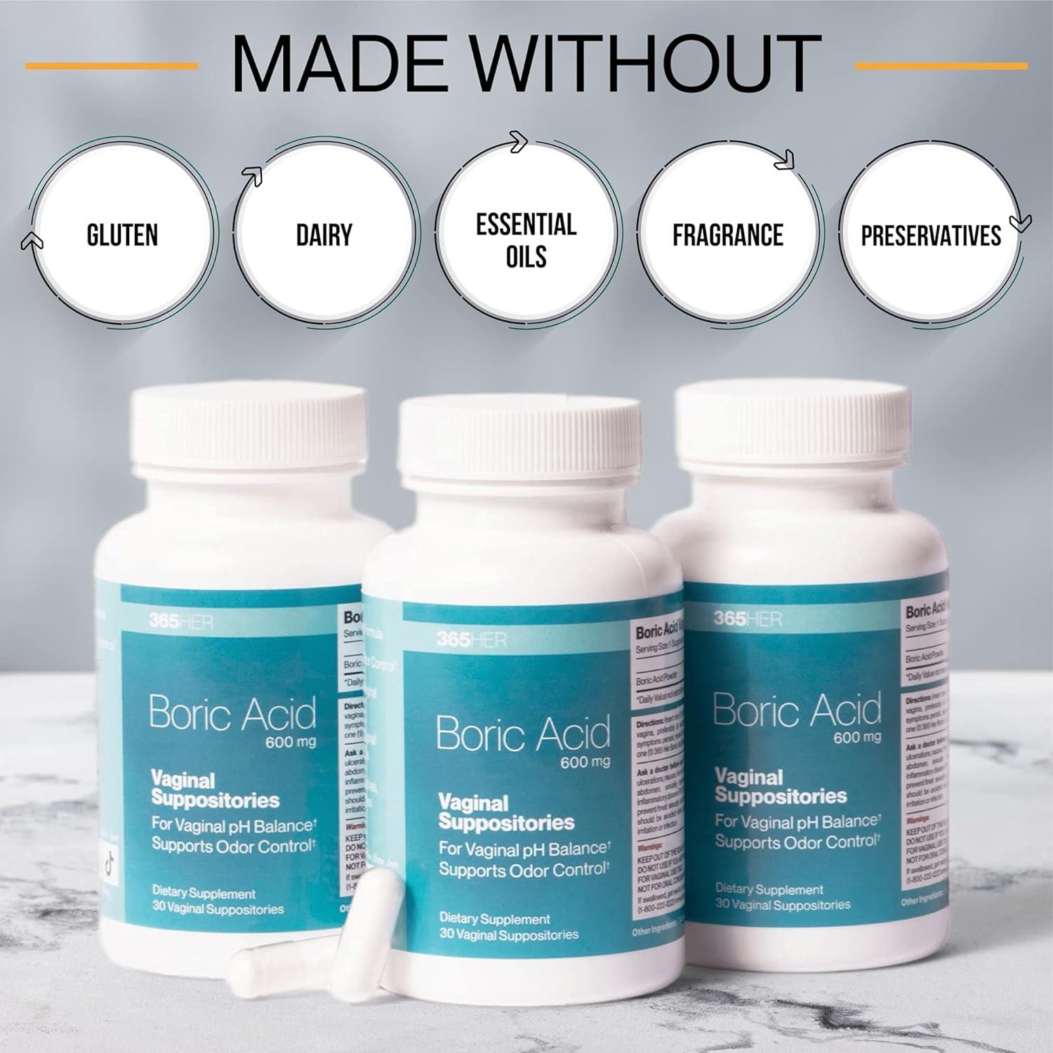 365 Her Boric Acid Vaginal Suppositories Yeast Infection And Bv Relief