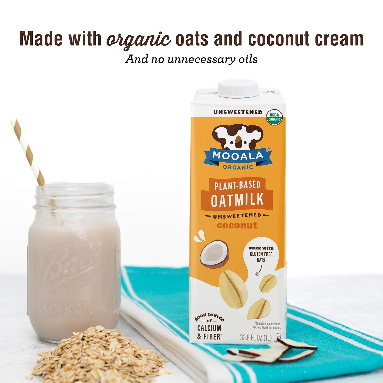 Mooala Organic Coconut Oatmilk Unsweetened 1L (Pack of 6) | Non-Dairy ...