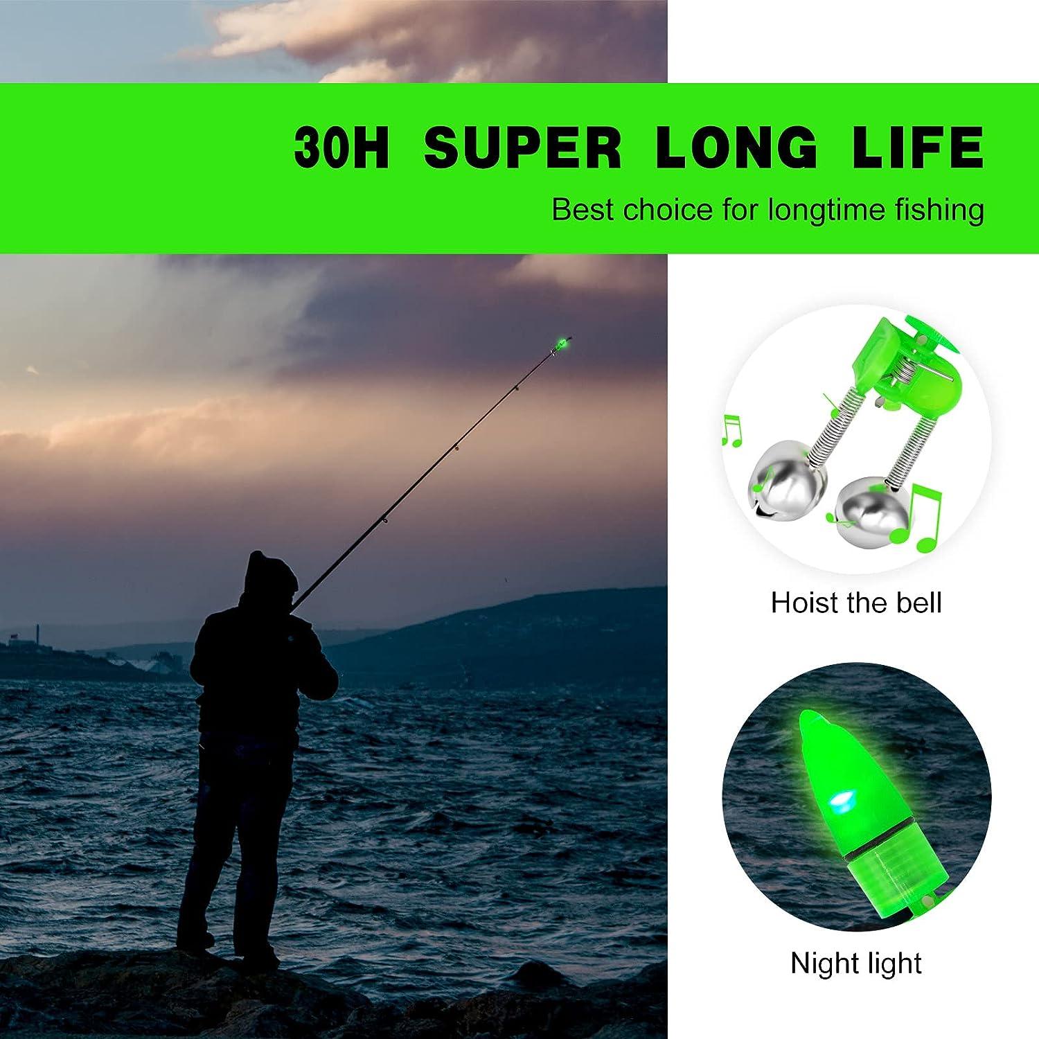 PALPORT 15Pcs Fishing Bells for Rods Clip on Night Green Light Fishing ...