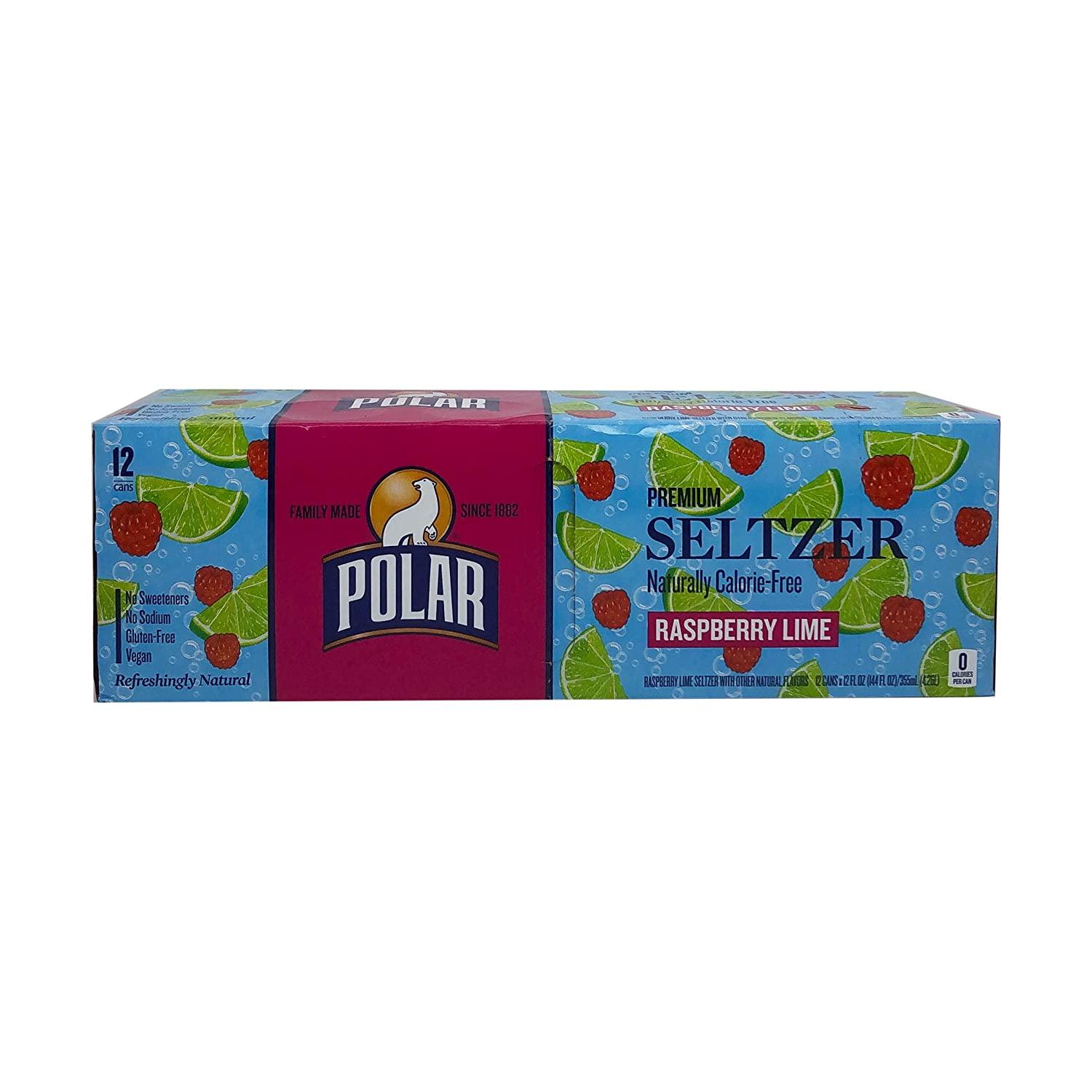 Polar Seltzer Raspberry Lime 12 fl oz - Pack of 12 | Refreshing Sparkling Water