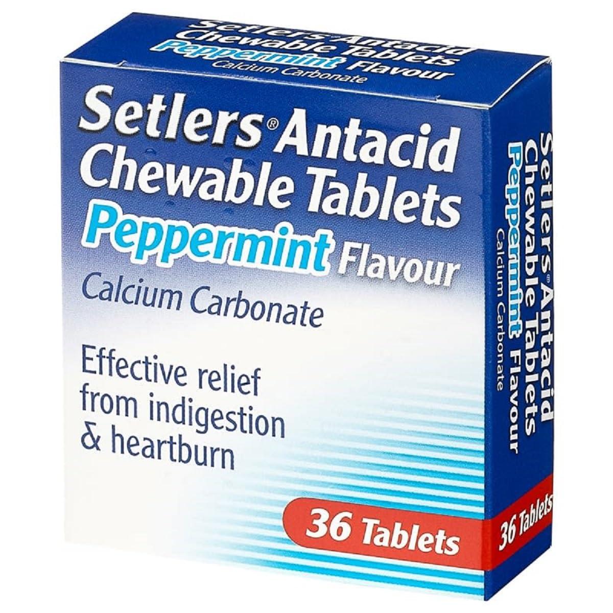Setlers Antacid 36 Peppermint Tablets - Fast Relief for Heartburn and ...