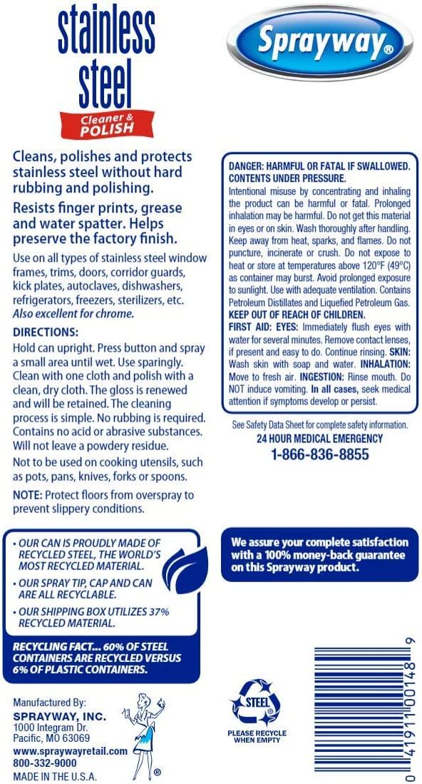 Sprayway SW148R Stainless Steel Cleaner 15 oz. - Water-Based Formula | Buy Now with Express ...