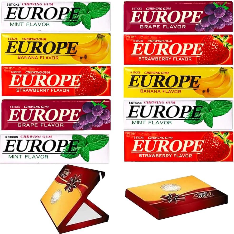 10 x Europe Mint Banana Grape Strawberry Chewing Gum Sticks 13g With ...