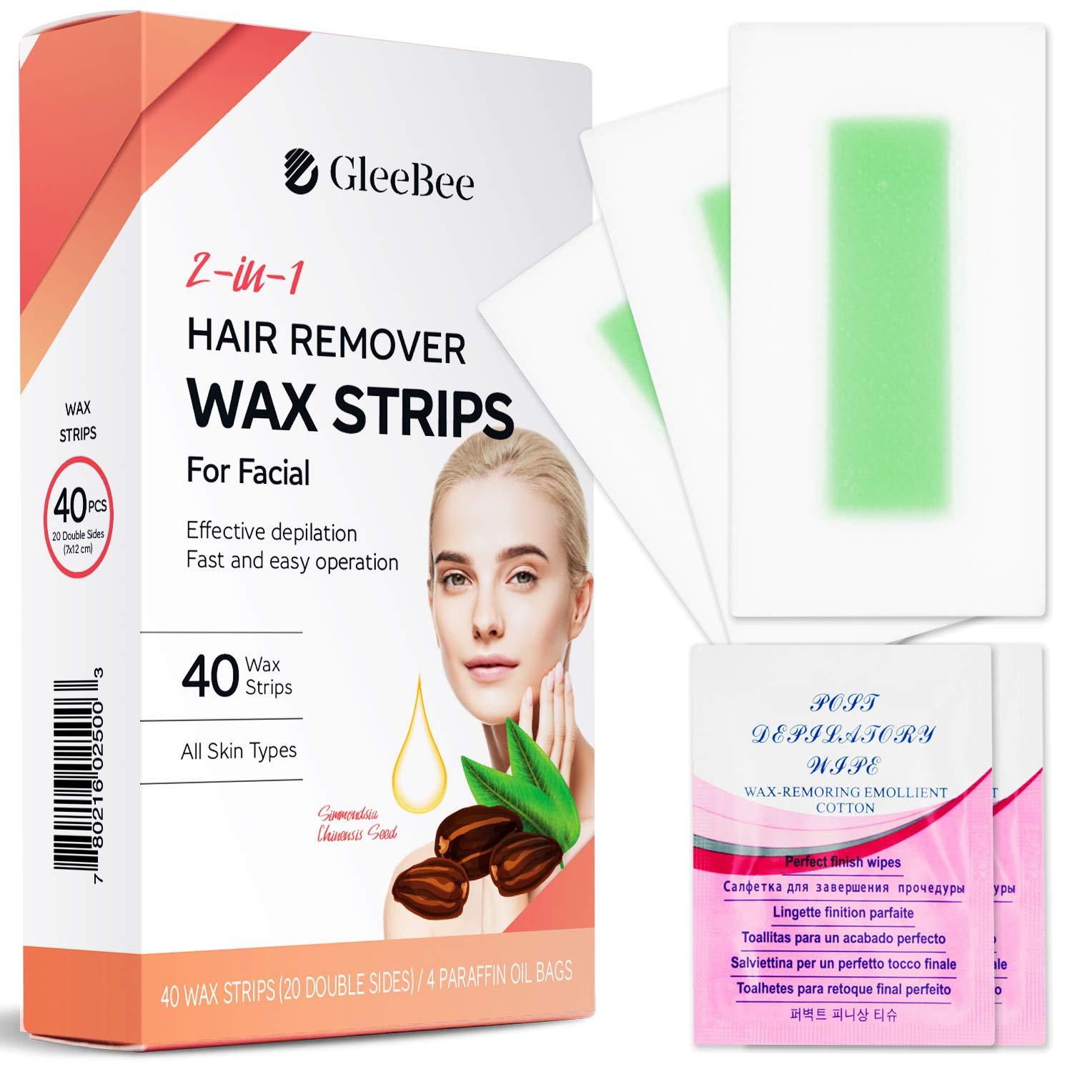 Gleebee Facial Wax Strips - Hair Removal for Upper Lip, Cheek, Chin ...