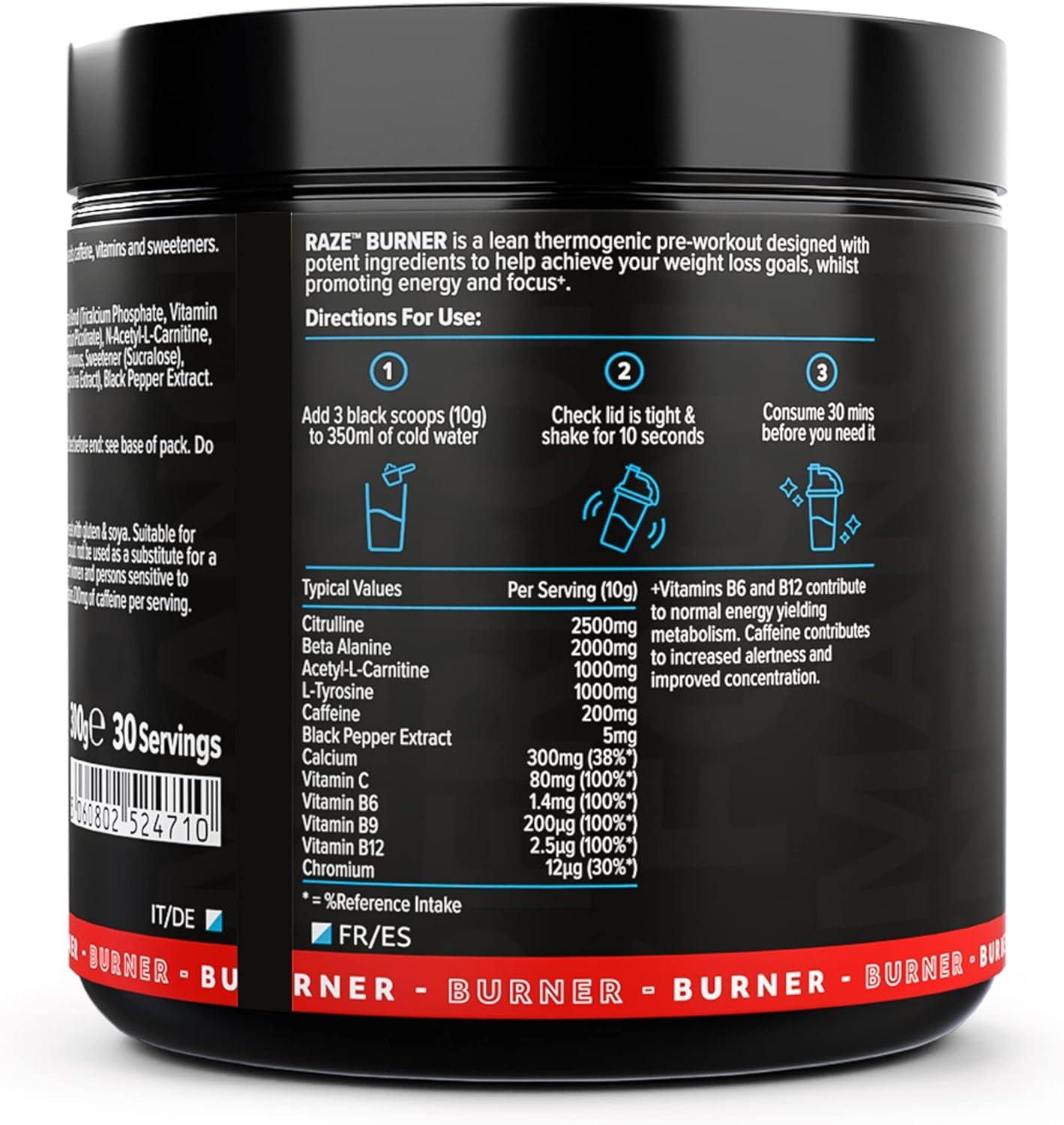 The Protein Works Raze Burner Pre Workout Powder - Blue Raspberry ...