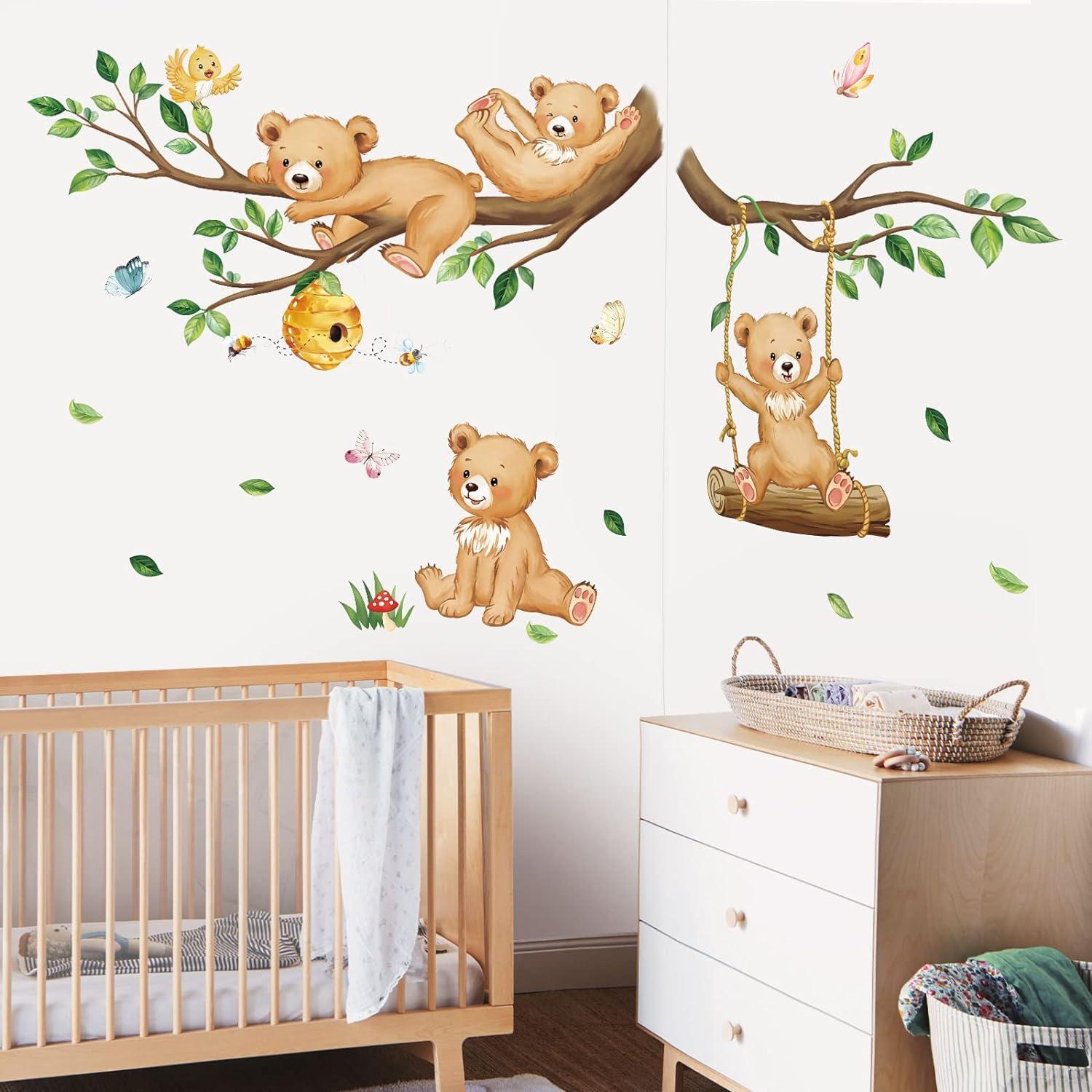 Woodland Bear Wall Decals - Nursery Animal Tree Branch Stickers | Buy ...