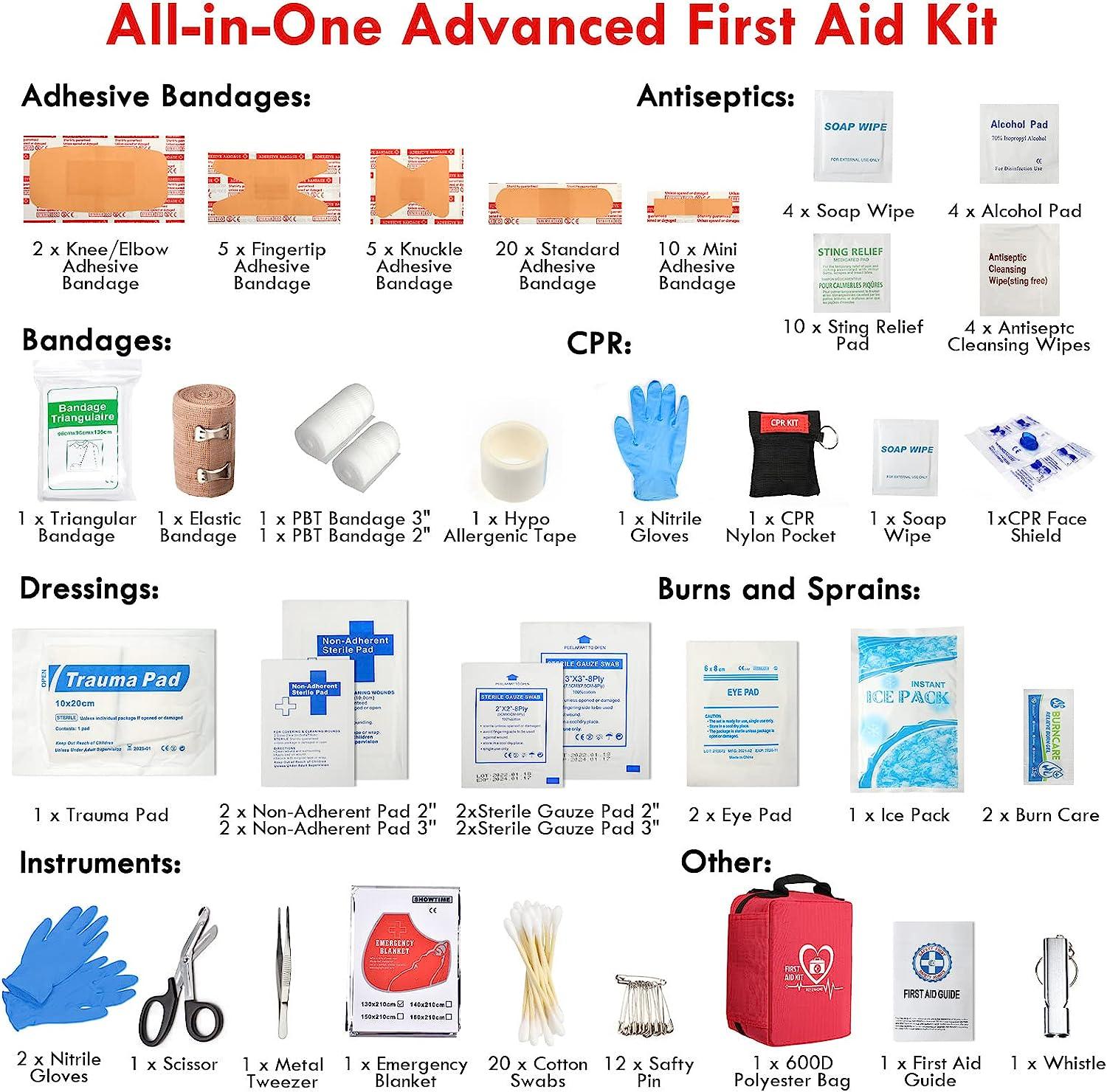 Pasenhome Comprehensive First Aid Kit - Trauma Kit with Labelled ...