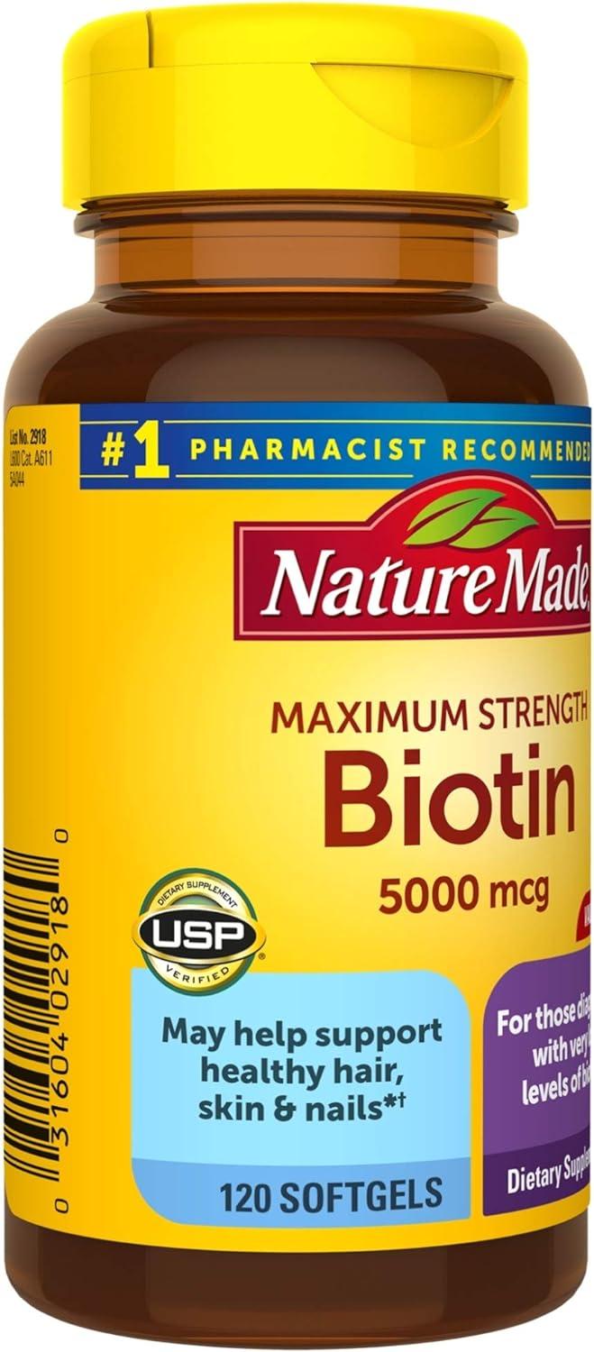 Maximum Strength Biotin 5000 mcg Softgels - 120 Count Value Size | Buy Now with Express ...