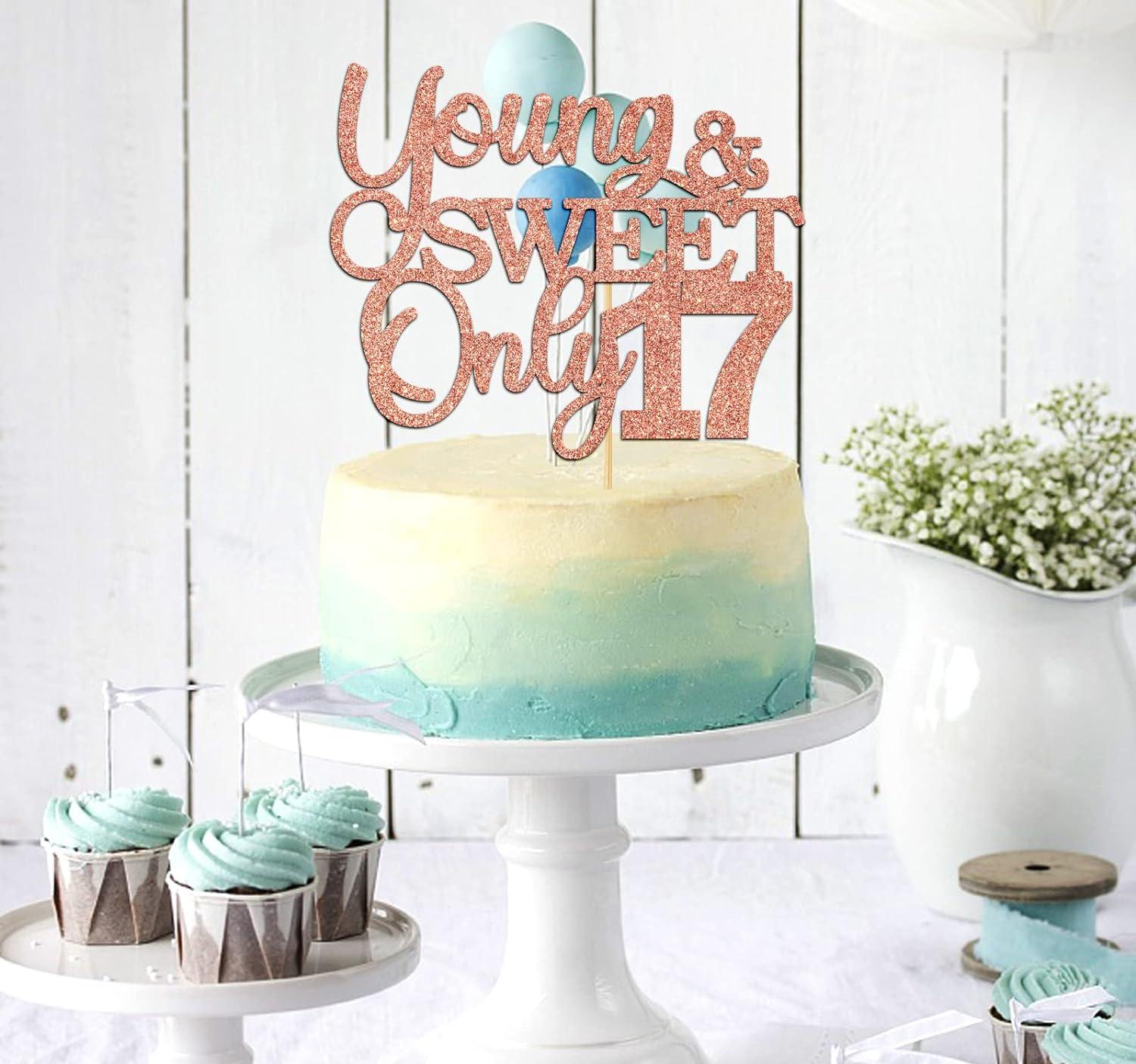 Young & Sweet Only 17 Cake Topper Happy 17th Birthday Cake Decoer I'm ...