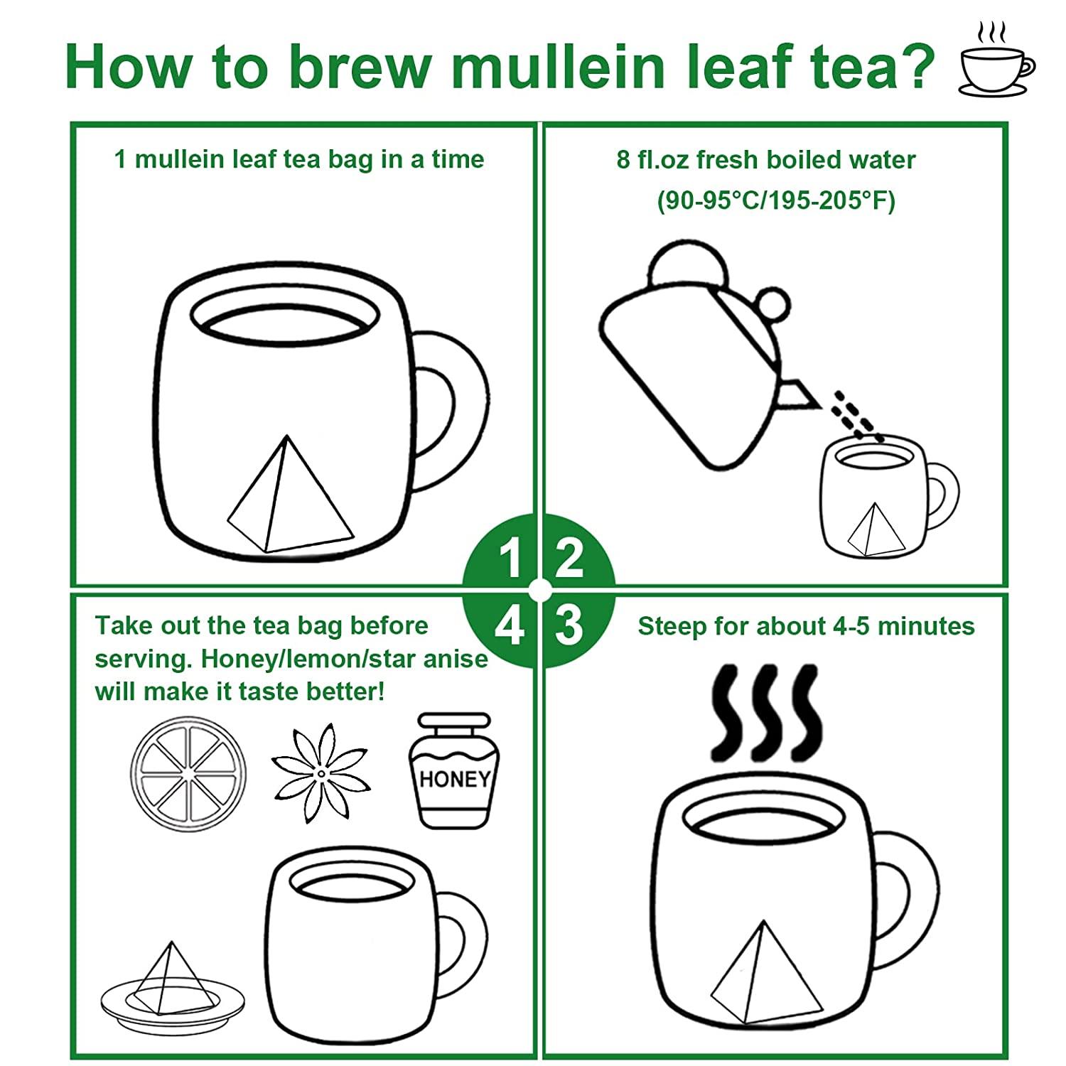 FullChea Mullein Leaf Tea Bags 20 Teabags - 3g/bag | Natural Lung ...