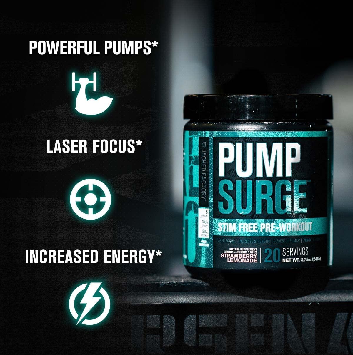 PUMPSURGE Caffeine-Free Pre Workout Supplement - Pump & Nootropic ...