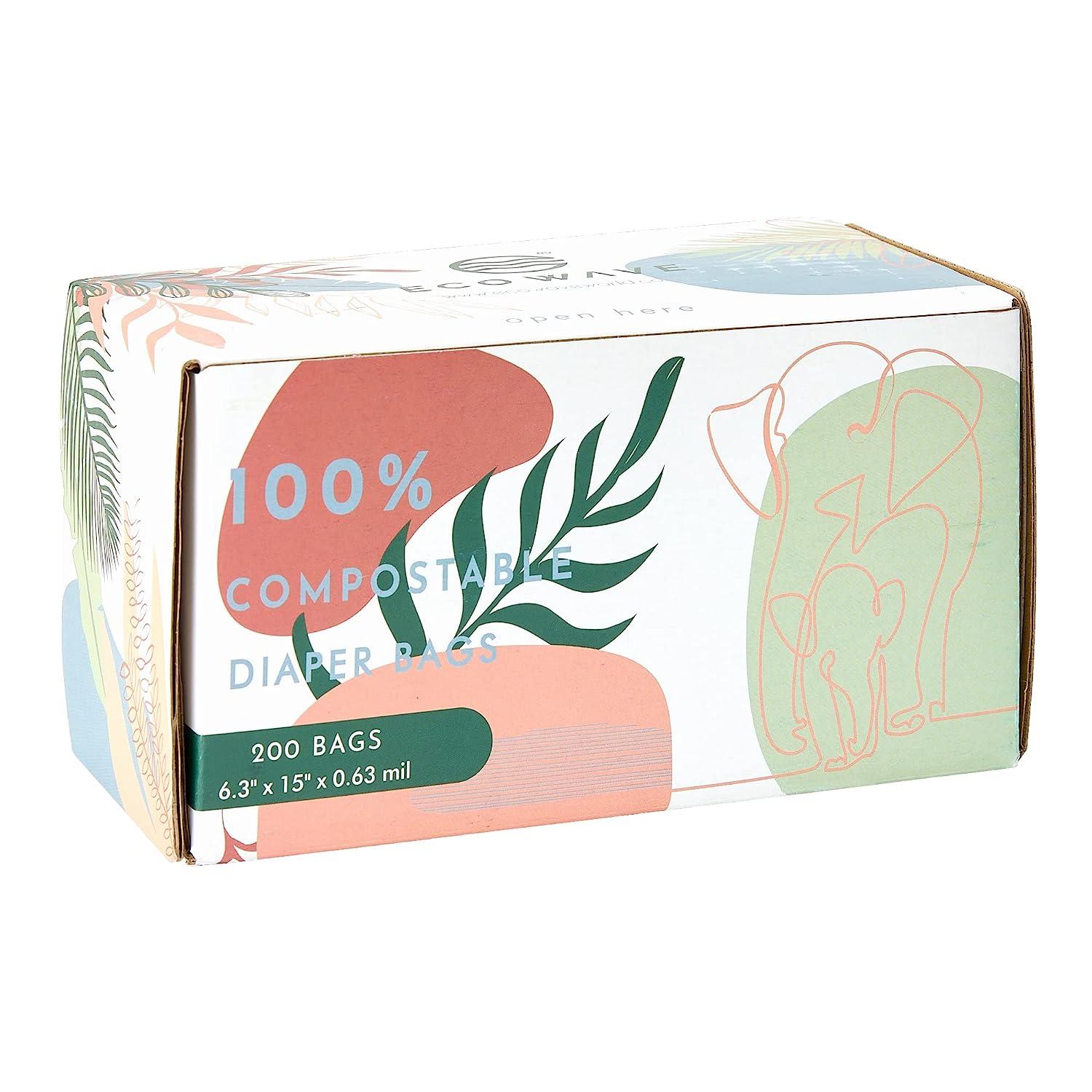 200-Count ECO WAVE 100% Compostable Diaper Bags | ASTM D6400 & EN 13432 Certified ...