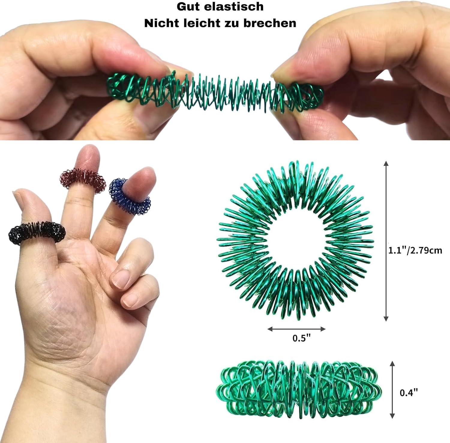 Dztsmart Acupressure Ring Set - Anti-Stress Finger Massage Rings for ...