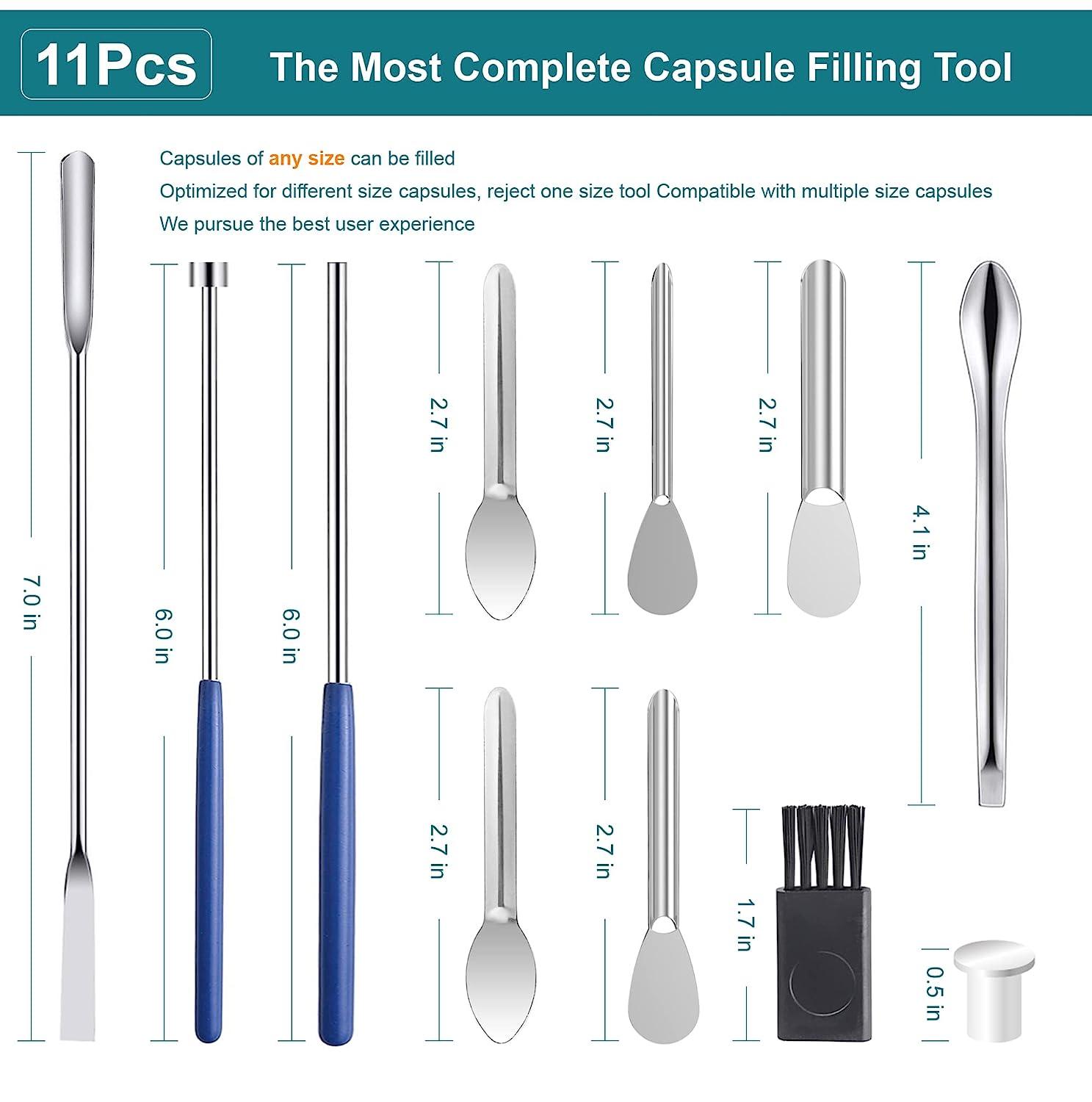 11 Piece Capsule Filling Kit - Pill Filler Machine with Micro-Spoons ...