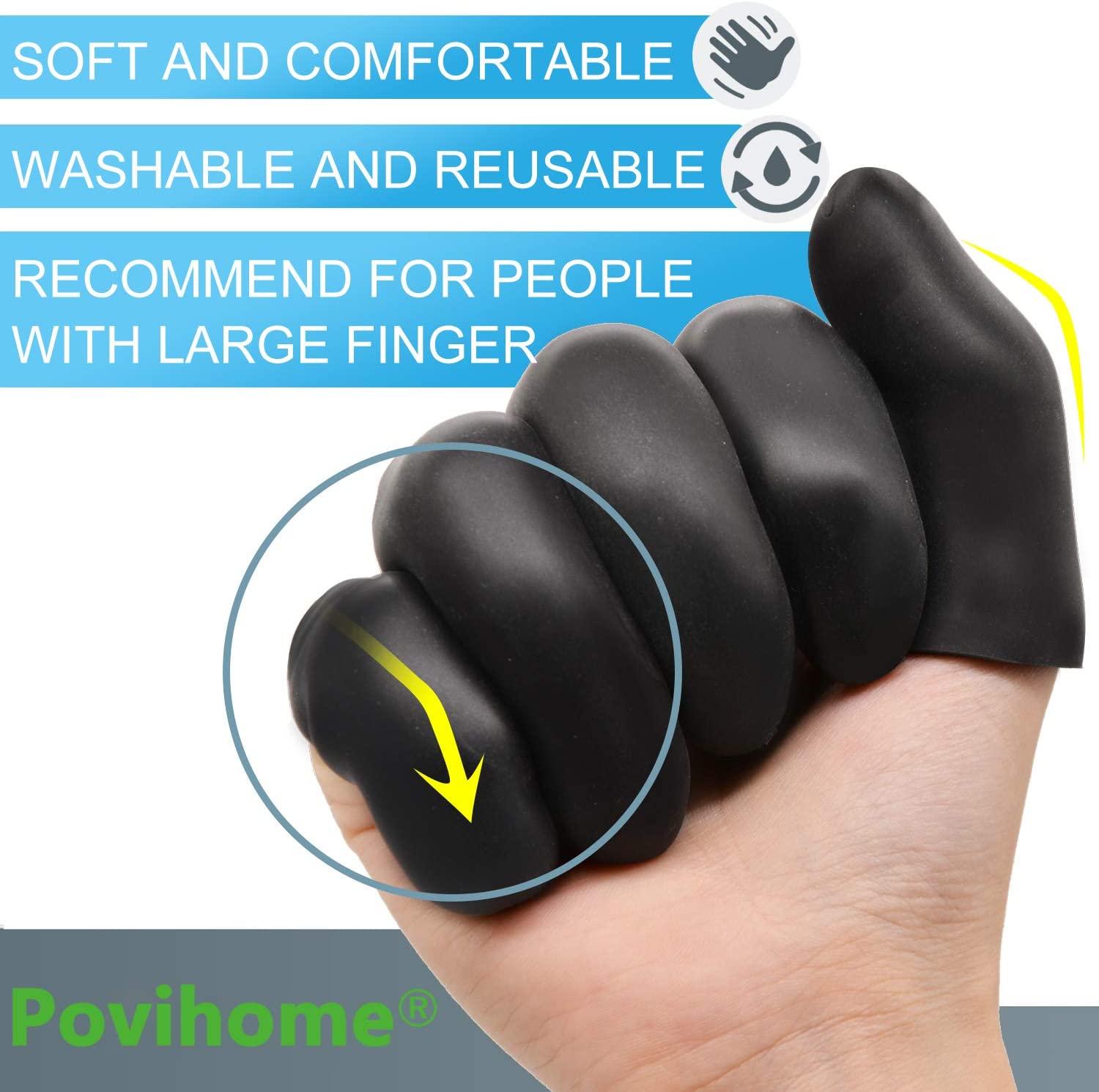 Povihome Black Finger Protectors - Pack of 10 Moisturizing Finger Cots ...