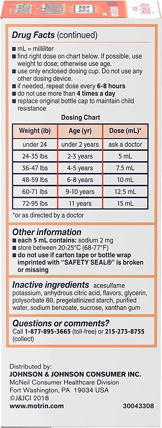 Children's Motrin Oral Suspension Medicine 100mg Ibuprofen - Berry ...