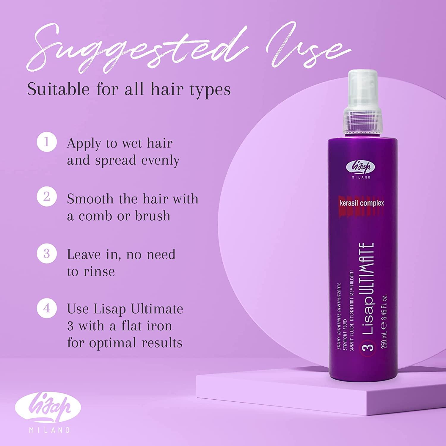 Lisap Ultimate Straight Fluid: Frizz Control Spray & Heat Protectant for All Hair Types