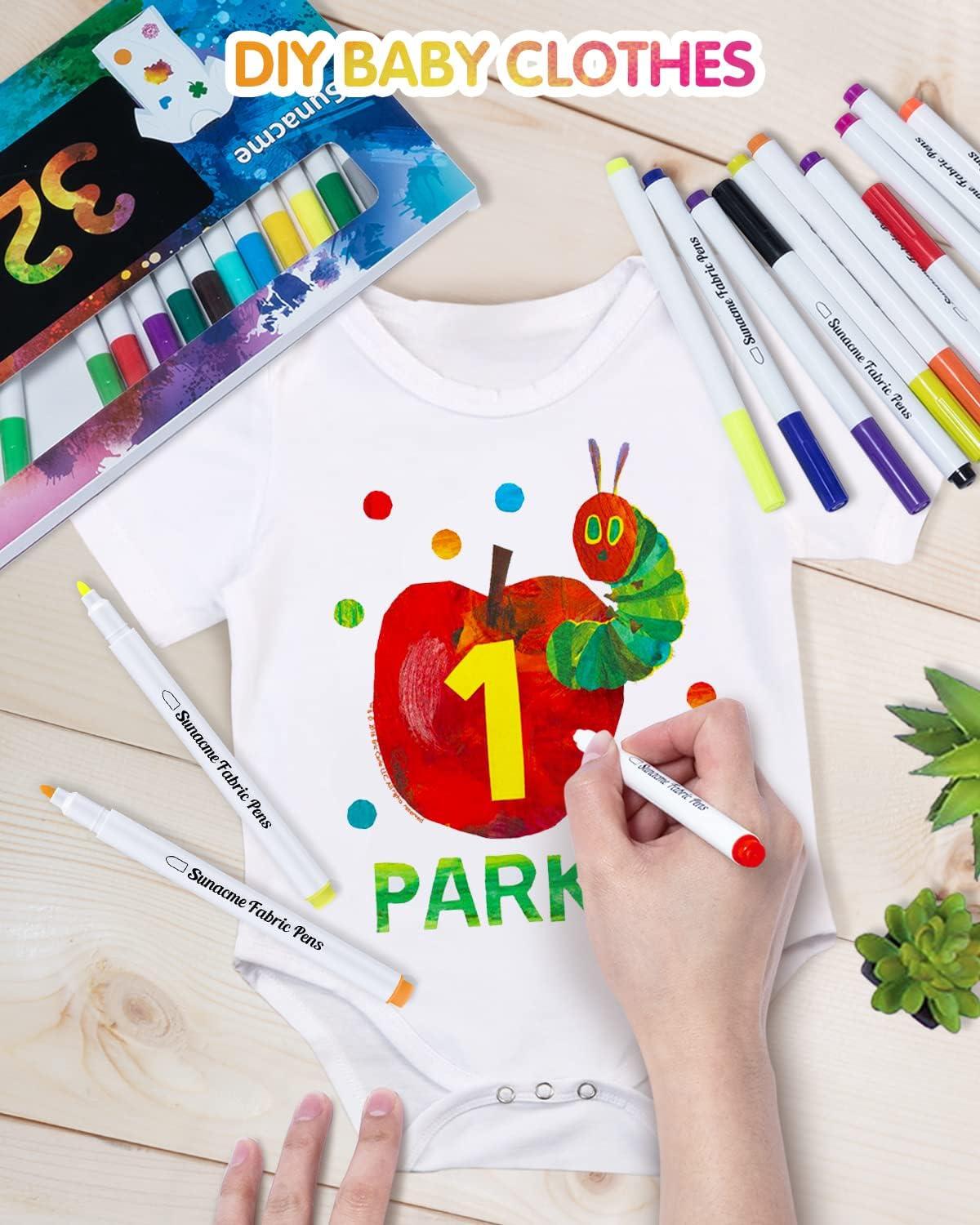 Sunacme Fabric Markers Pen Set - 32 Colors, Permanent Paint Pens for ...