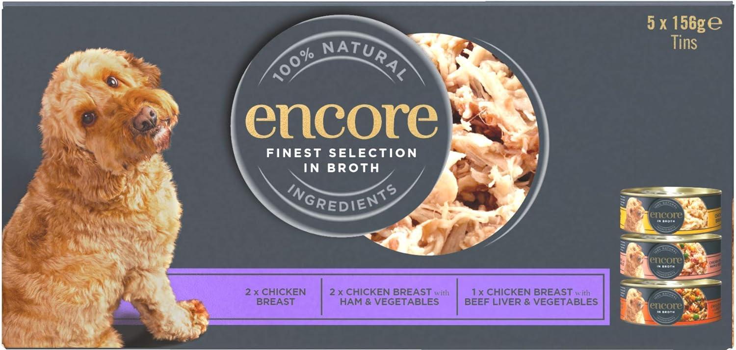 Encore 100% Natural Wet Dog Food Chicken Multipack in Broth (20 x 156g ...