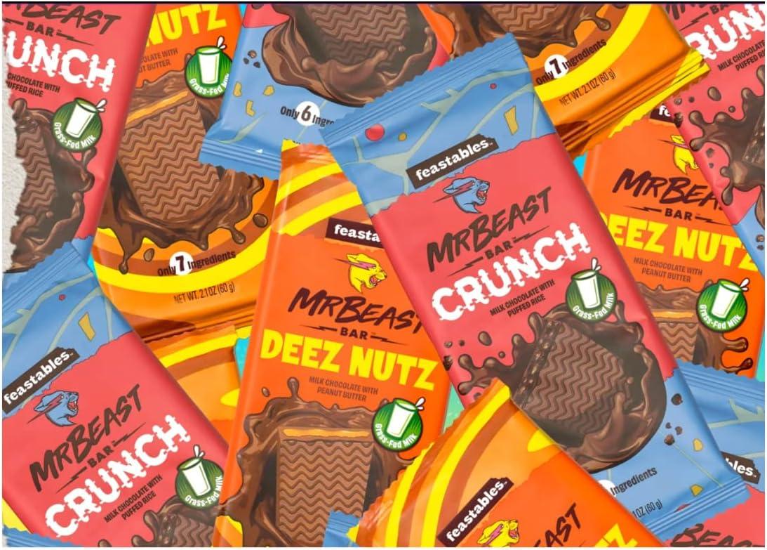 Feastables Chocolate Bar - Mr Beast Bar Combo Pack | Crunch 60g x2 ...
