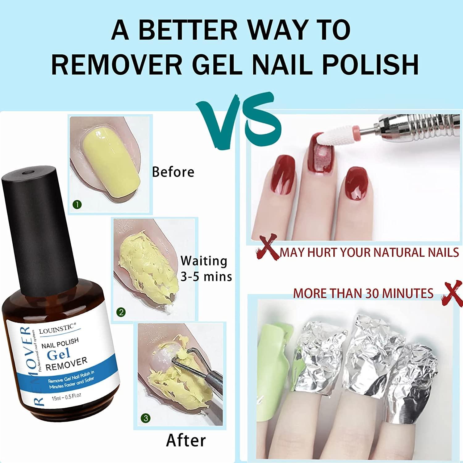 LOUINSTIC Quick Gel Polish Remover Kit - 3-5 Minute Nail Polish Removal ...