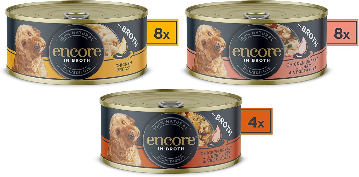 Encore 100% Natural Wet Dog Food Chicken Multipack in Broth (20 x 156g ...