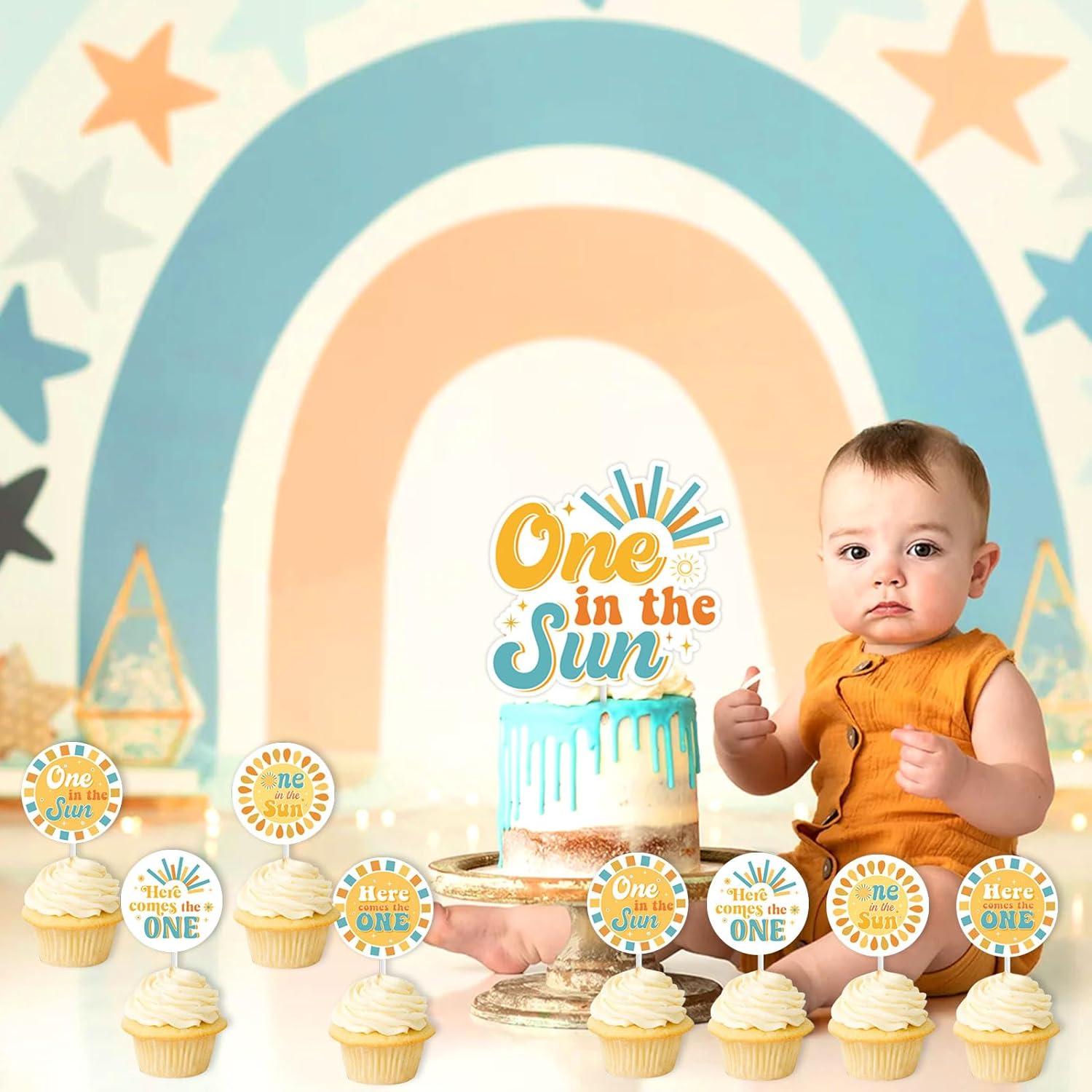 One in the Sun Cake Topper Set - Here Comes the One Cupcake Toppers ...