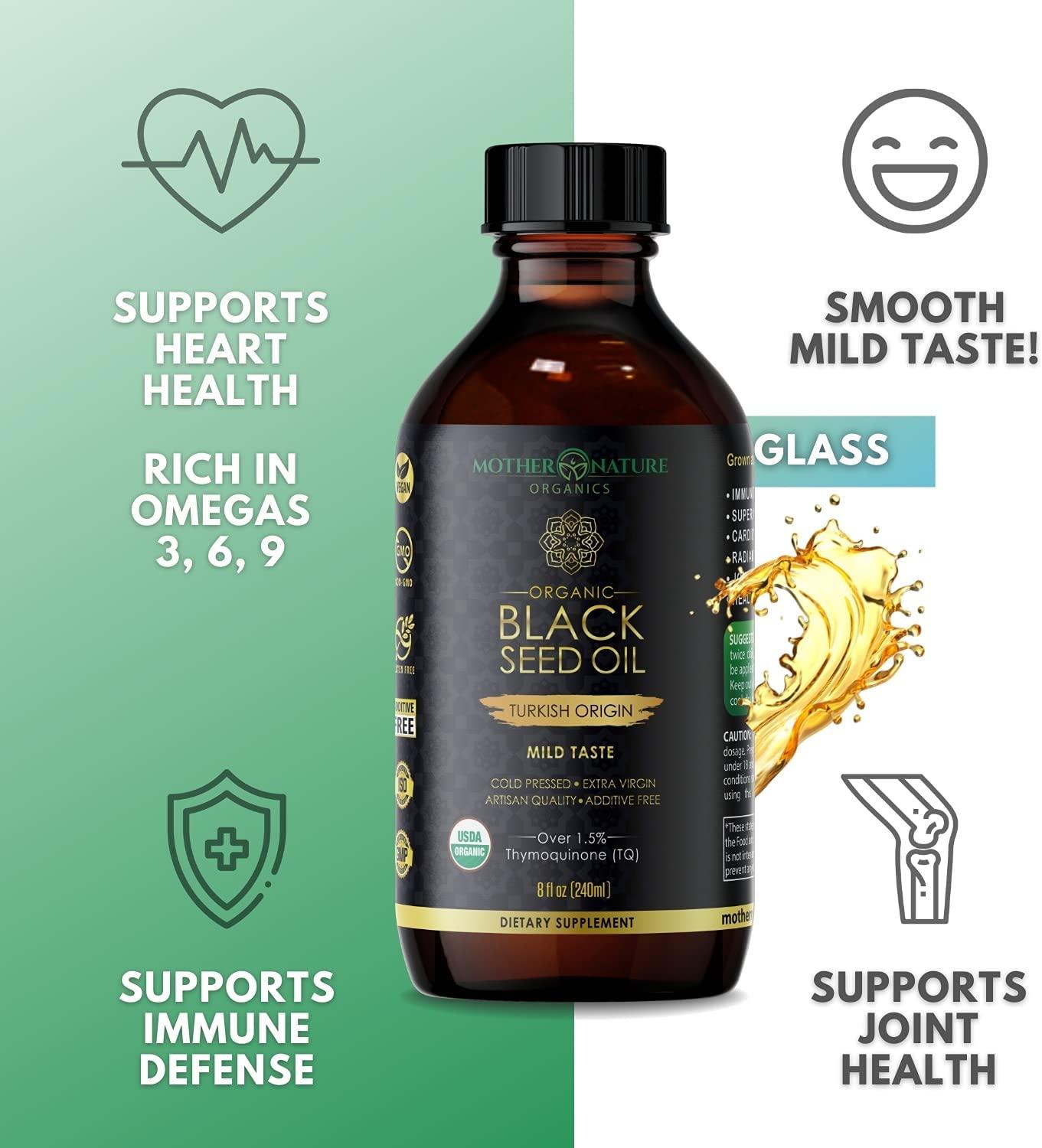 Mother Nature Organics Black Seed Oil - Organic Cold-Pressed Nigella ...
