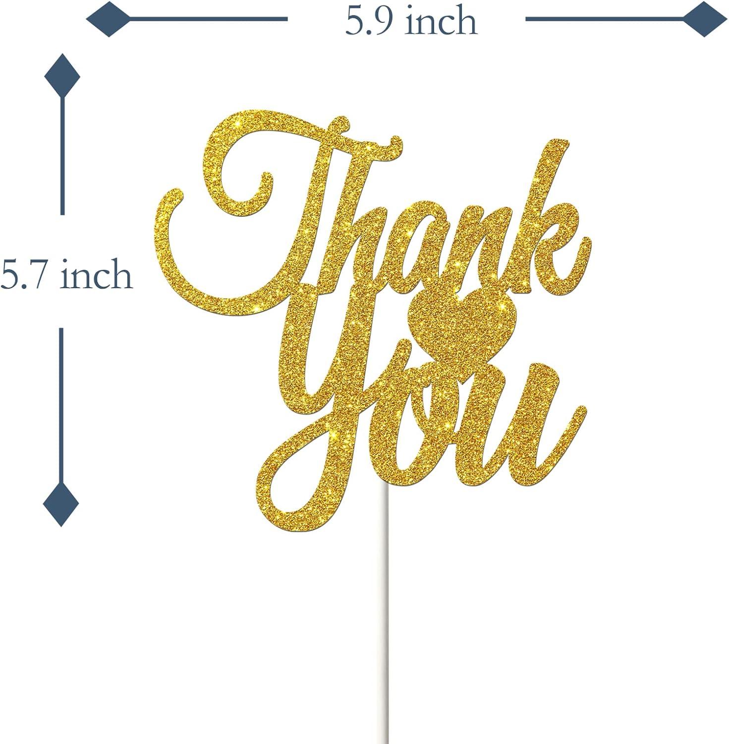 Tenhaisi Gold Glitter Thank You Cake Topper for Thanksgiving Day ...