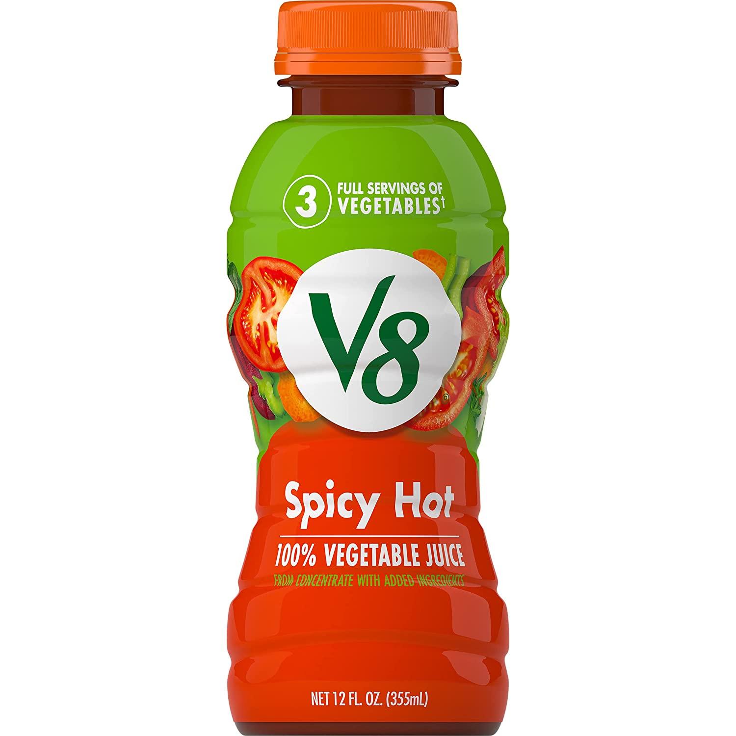 V8 Spicy Hot 100 Vegetable Juice 12oz Bottle - Tomato Vegetable Blend ...