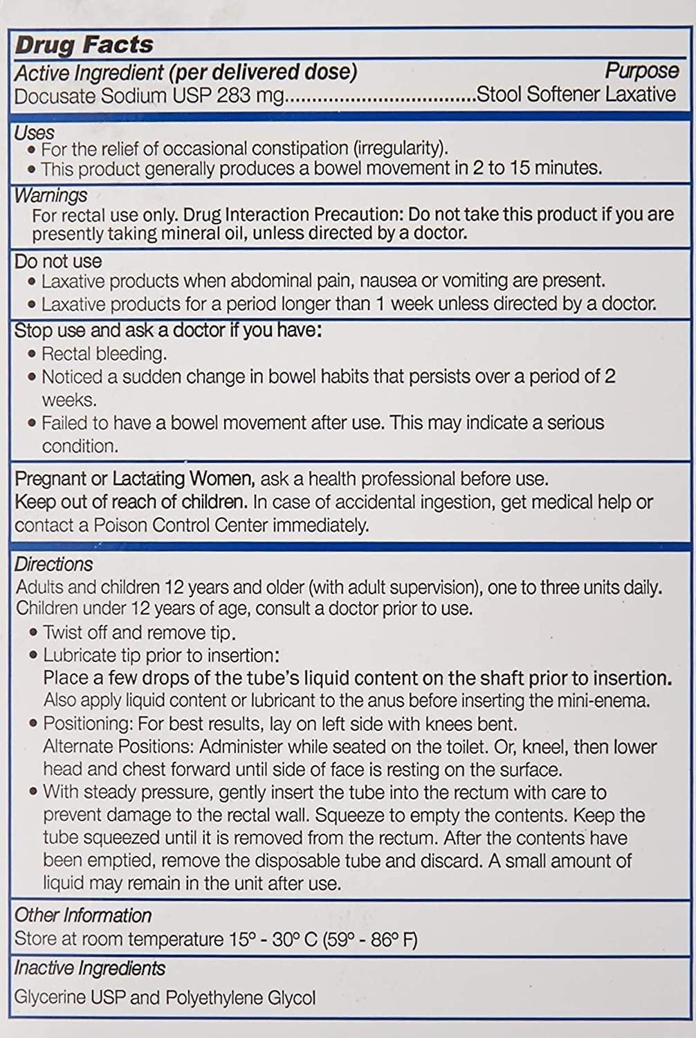 Docusol Docusate Sodium Mini Enema 0.84 fl oz - Clear Liquid Formula ...